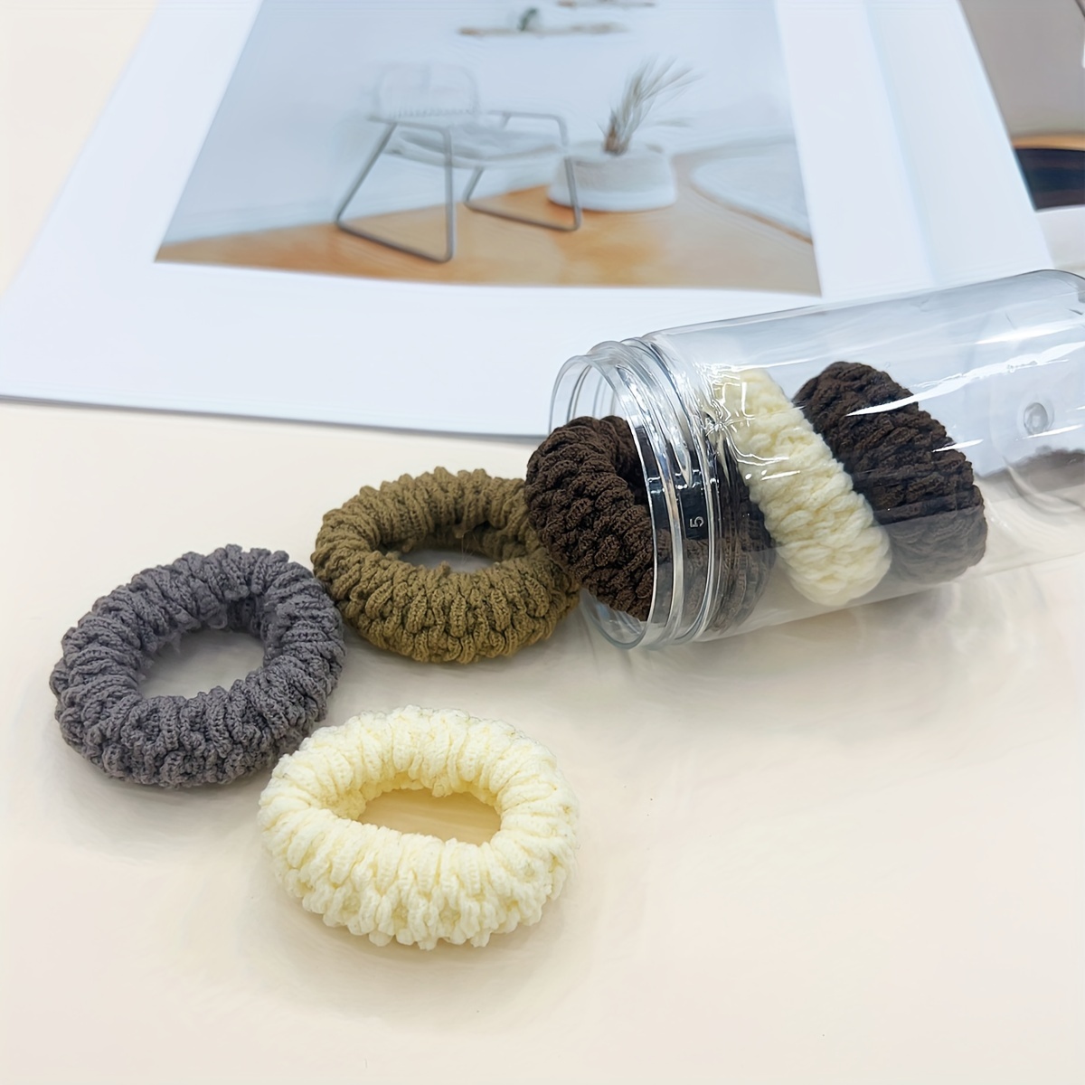 6pcs vintage soft comfortable elastic hair ties set breathable ponytail ...