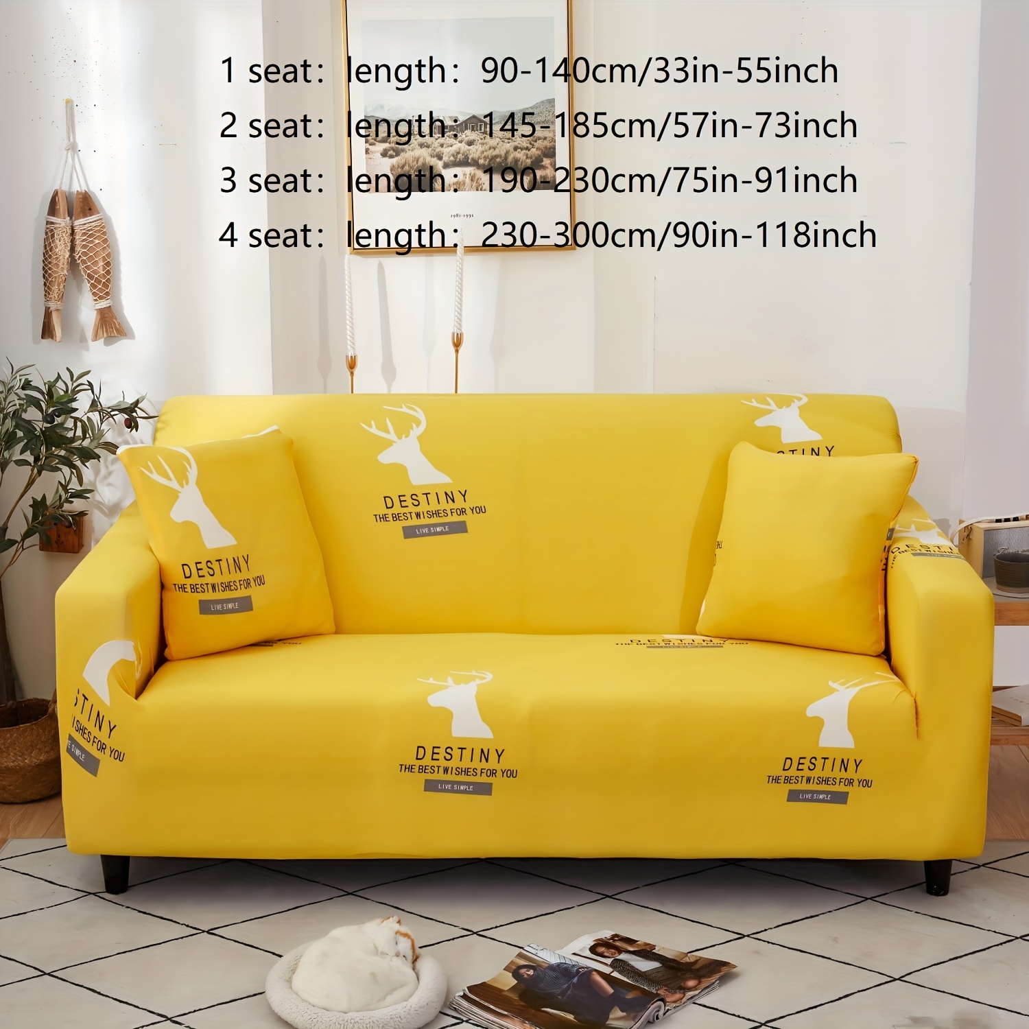 Elk Printed Sofa Slipcover Non slip Sofa Cover Couch Cover - Temu ...