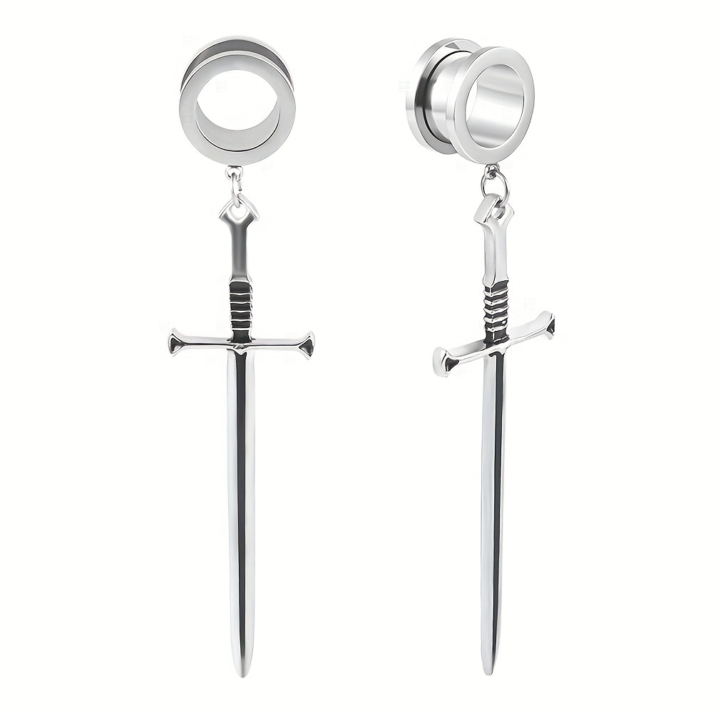 Gift Boxed Black Sword Dangle Ear Plugs Stainless Steel - Temu United ...