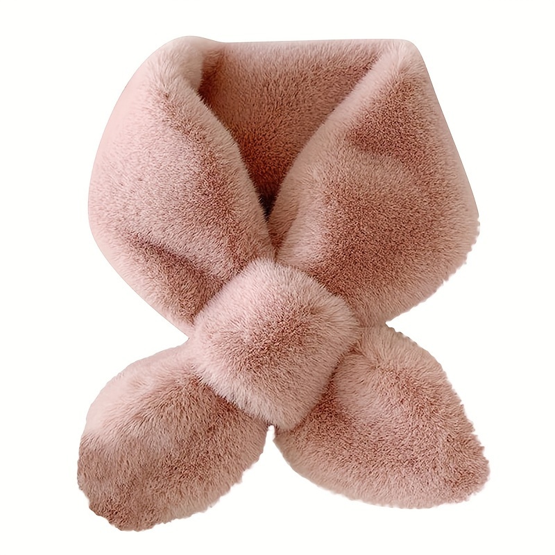 Women's Elegant Monochrome Plush Scarf Thick Soft Faux Fur - Temu ...
