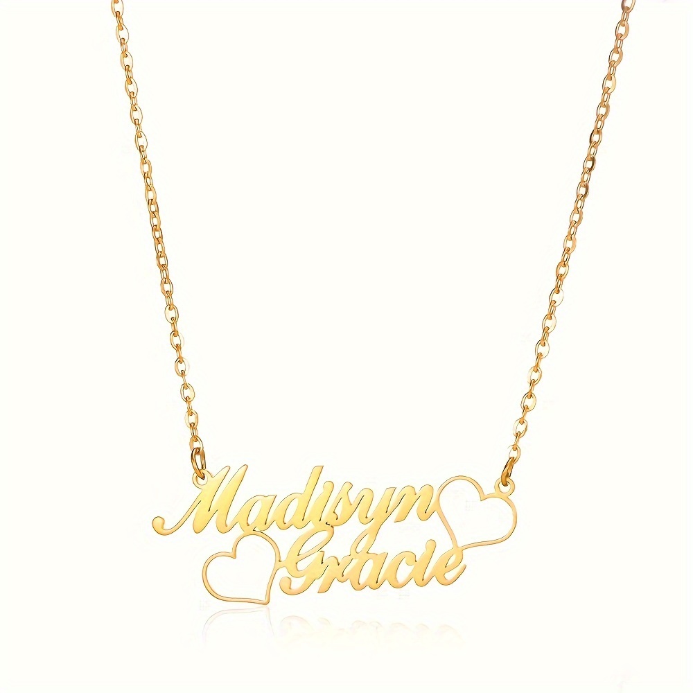 Customized Double Layer Letters Love Name Women Couple Gift - Temu ...