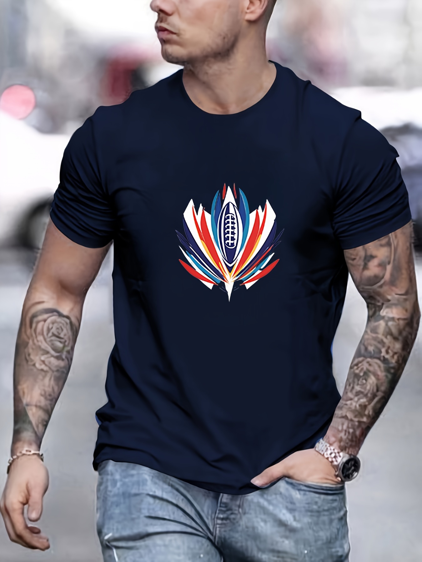 Cool Rugby Print Men's Short Sleeve Crew Neck T shirt Summer - Temu ...