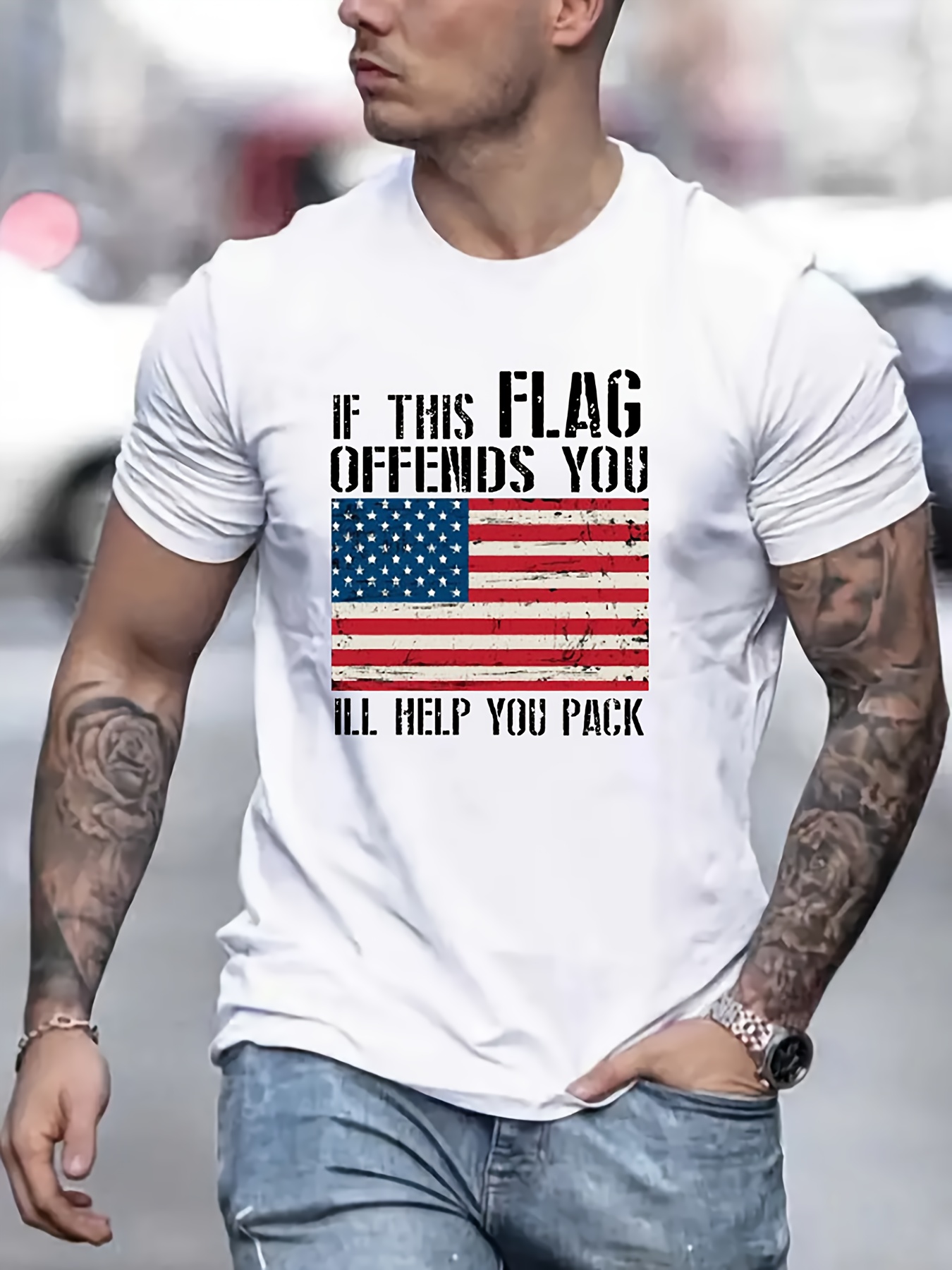 Independence Day American Flag Pattern T shirt Men's Casual - Temu ...