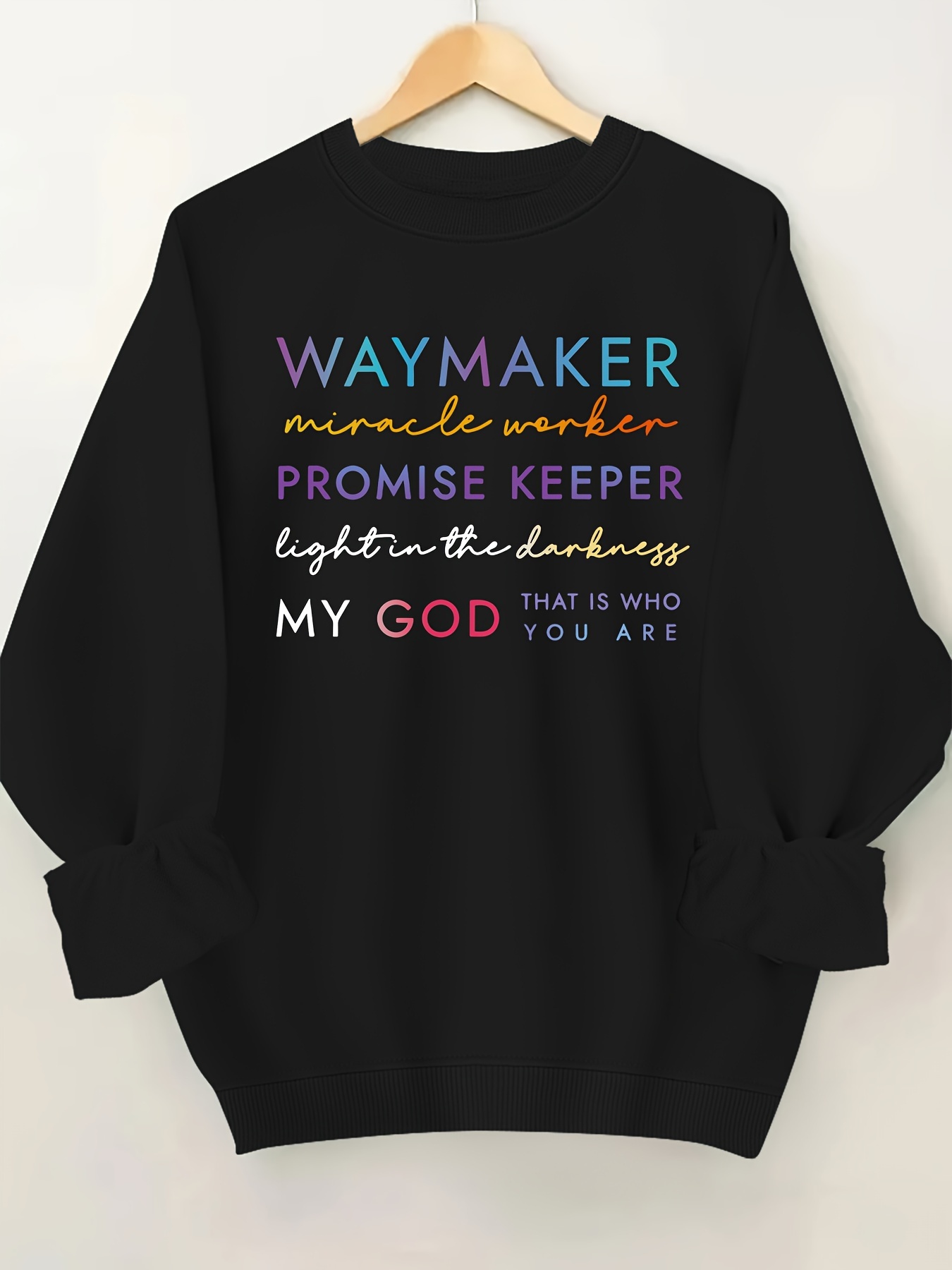 Waymaker Letter Print Sweatshirt Casual Crew Neck Long - Temu Australia