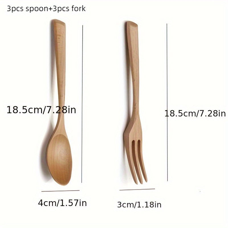 Wooden Cutlery Set Include 3 Spoons 3 Forks Beech Wood Fork - Temu New Zealand