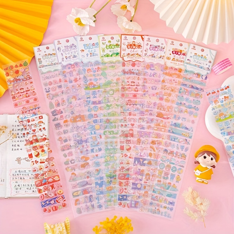 만화 긴 스티커 어린이 귀여운 손 계정 스티커 No Count Traceless 투명 워터 컵 편지지 Diy 장식 스티커