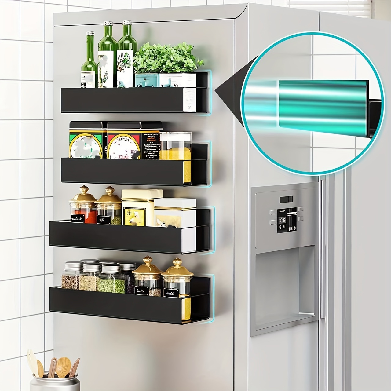 magnetic storage rack refrigerator side storage rack Temu