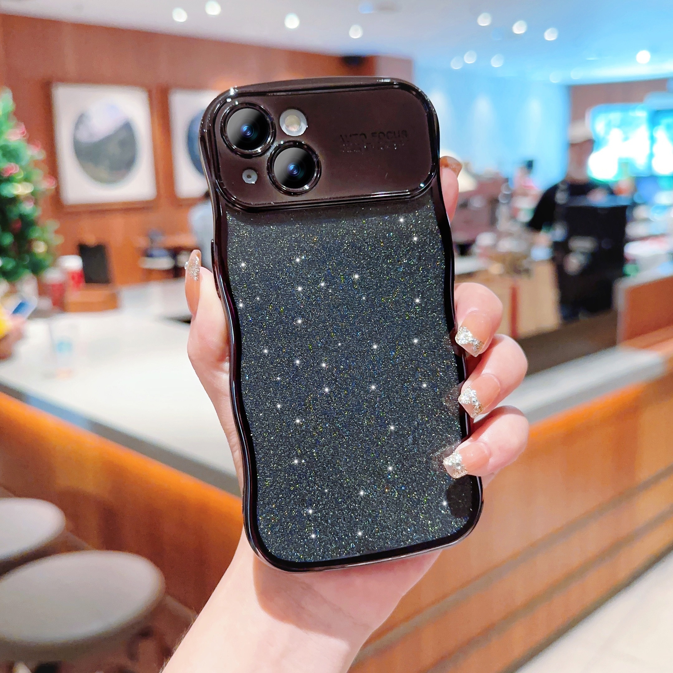 Wave Big View Window Electroplated Solid Color Glitter - Temu Canada