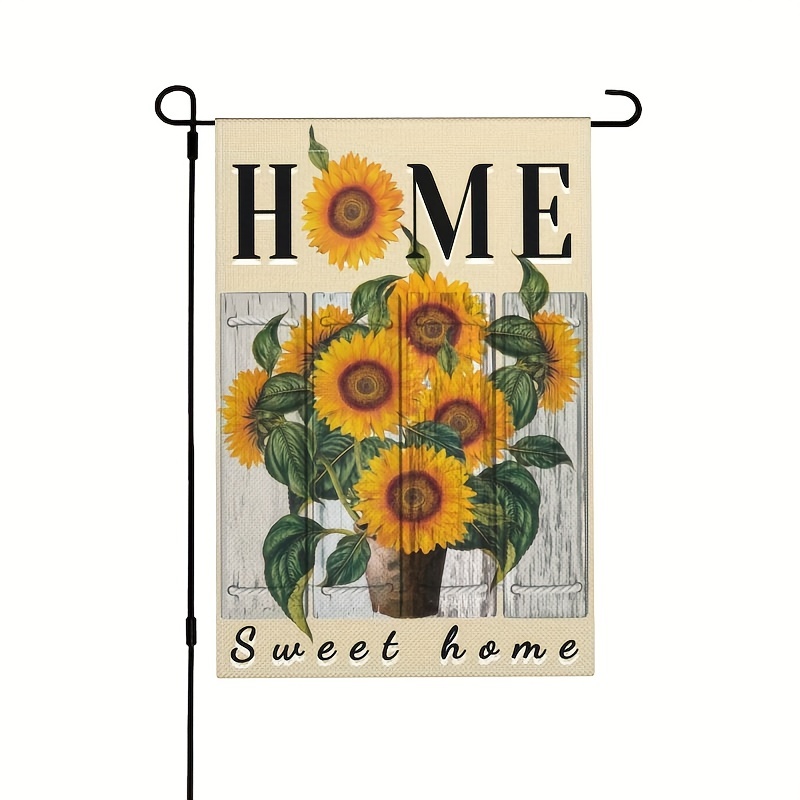 1pc Sweet Home Sunflower Garden Flag Linen Double Sided For - Temu New ...