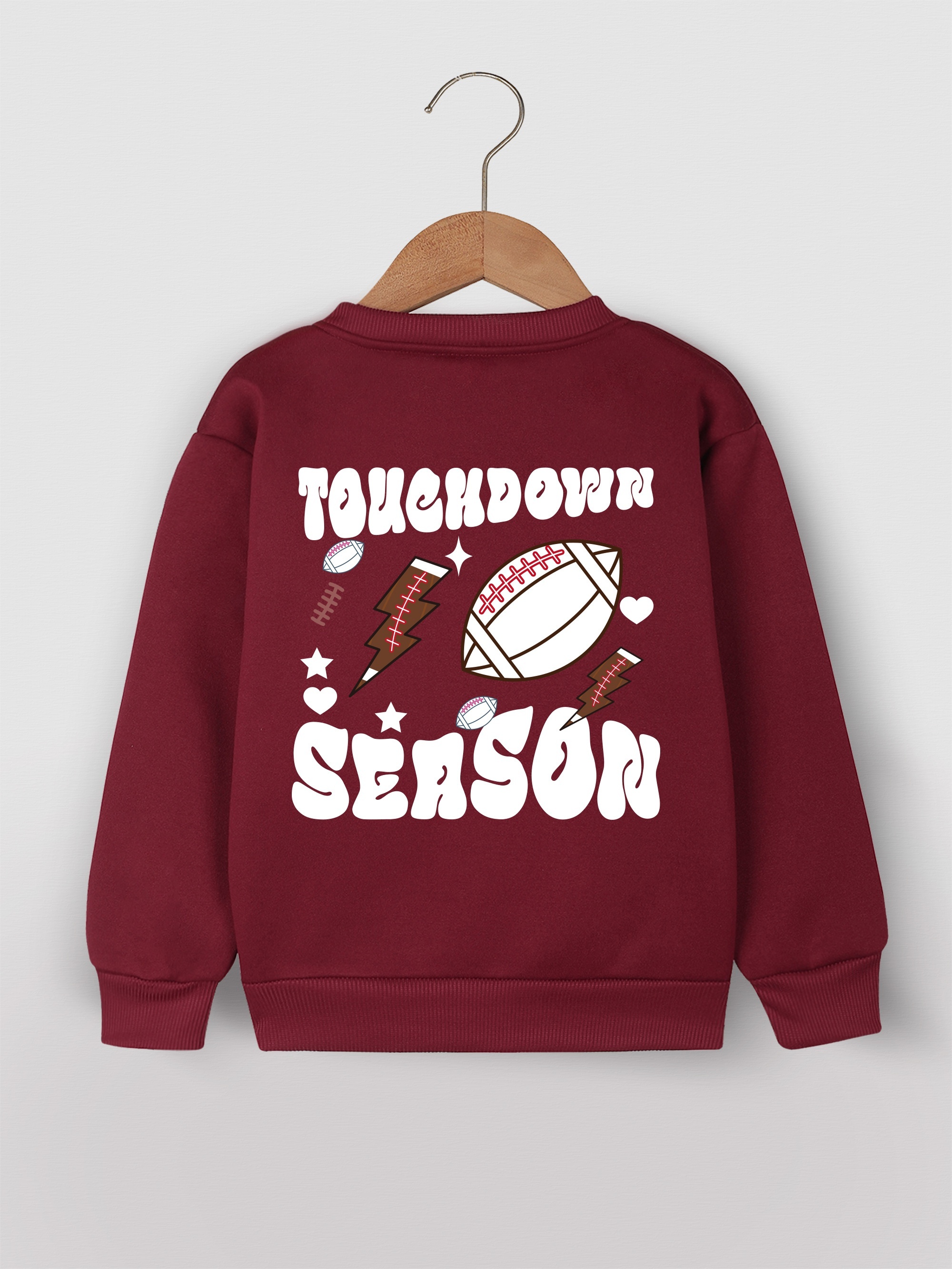 Rugby Touchdown Season Letter Print Fleece Sweatshirt Boys - Temu Ireland