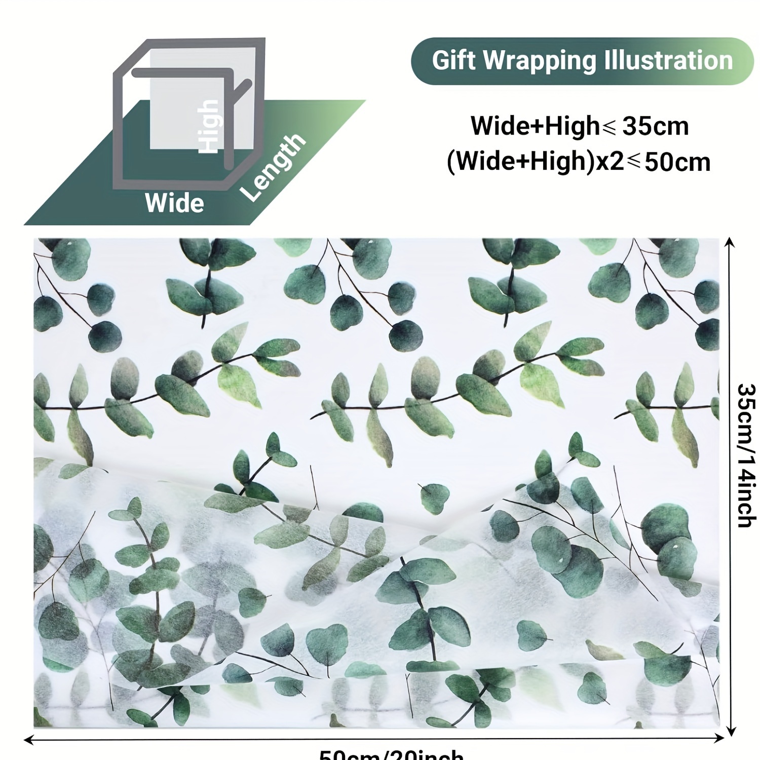 10 Sheets Eucalyptus Tissue Paper Greenery Botanical Gift Wrapping ...