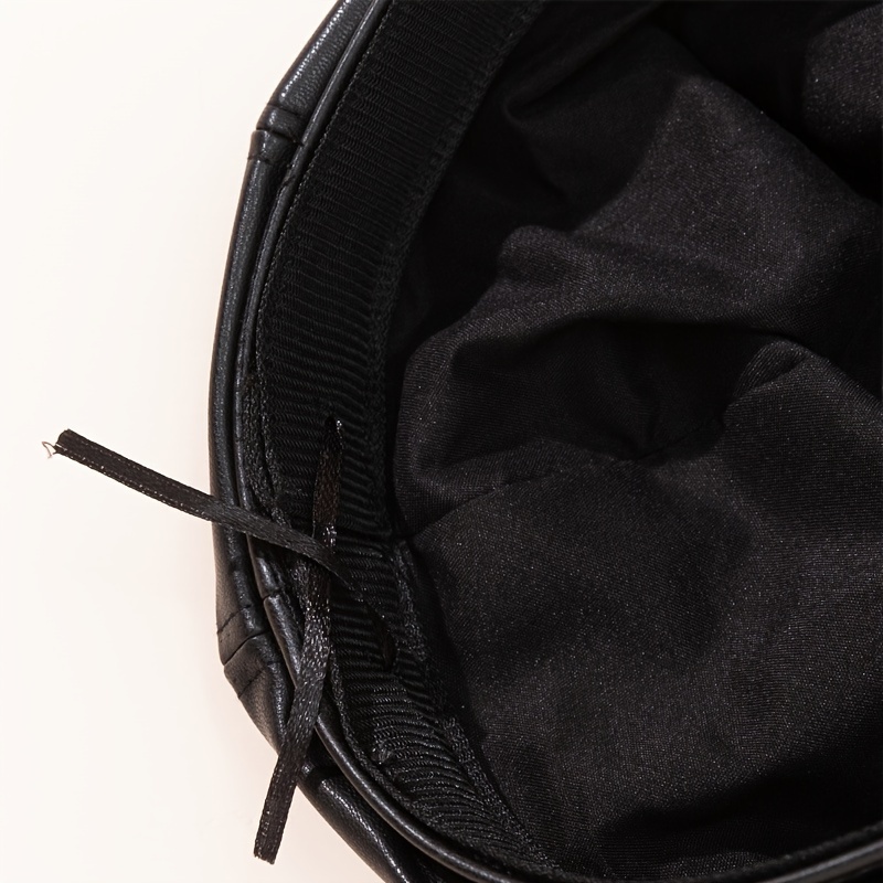 Classic Black Pu Newsboy Hat Waterproof Faux Leather Beret - Temu ...