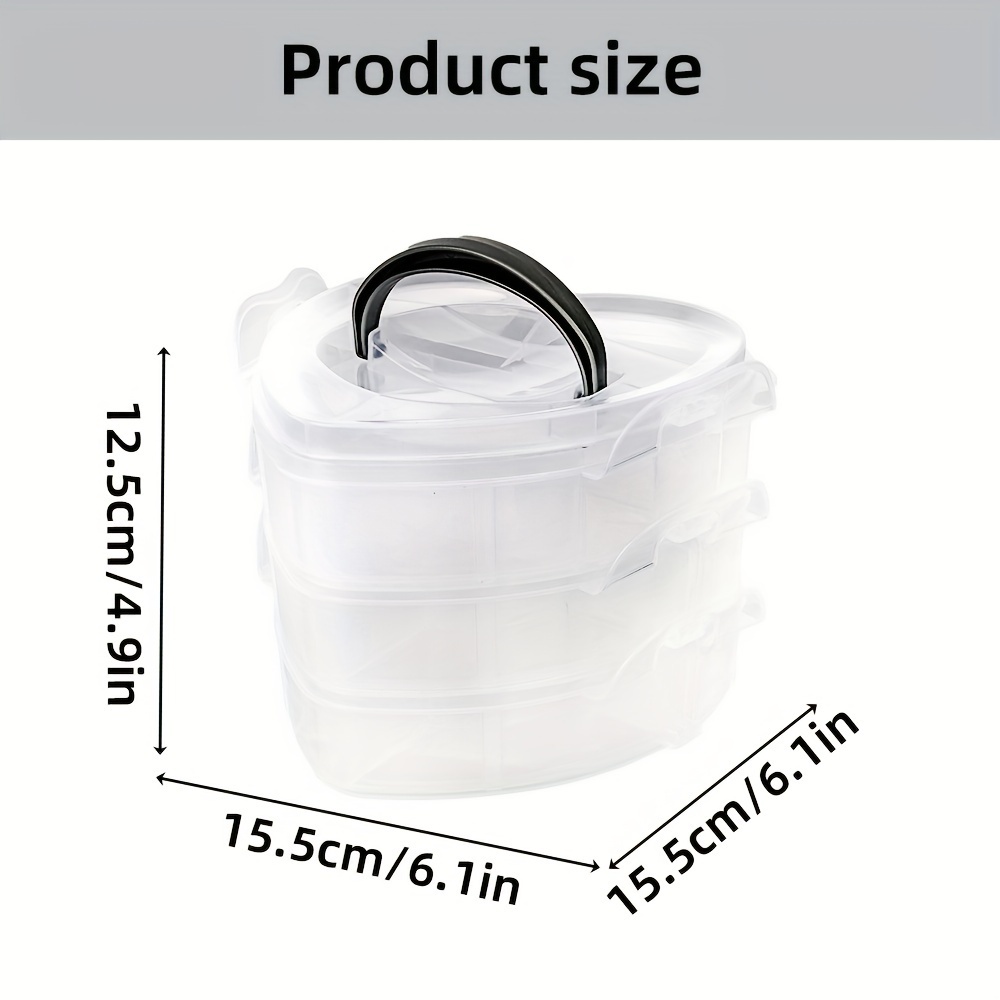 1pc 클리어블루 리틀 러브 3층 보관함 세트 투명 플라스틱 보관함 컨테이너 Diy 파란색 보관함 보석 공 Temu