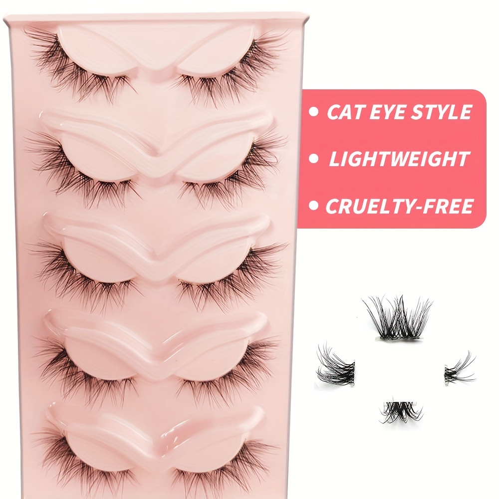 False Eyelashes Natural Lash Clusters Wispy Cat Eye Lashes - Temu