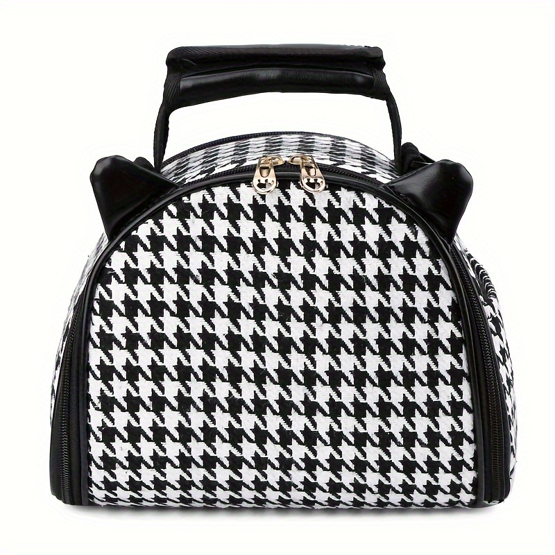 Insulated Lunch Box Bag Houndstooth Travel Picnic Bag - Temu United Kingdom