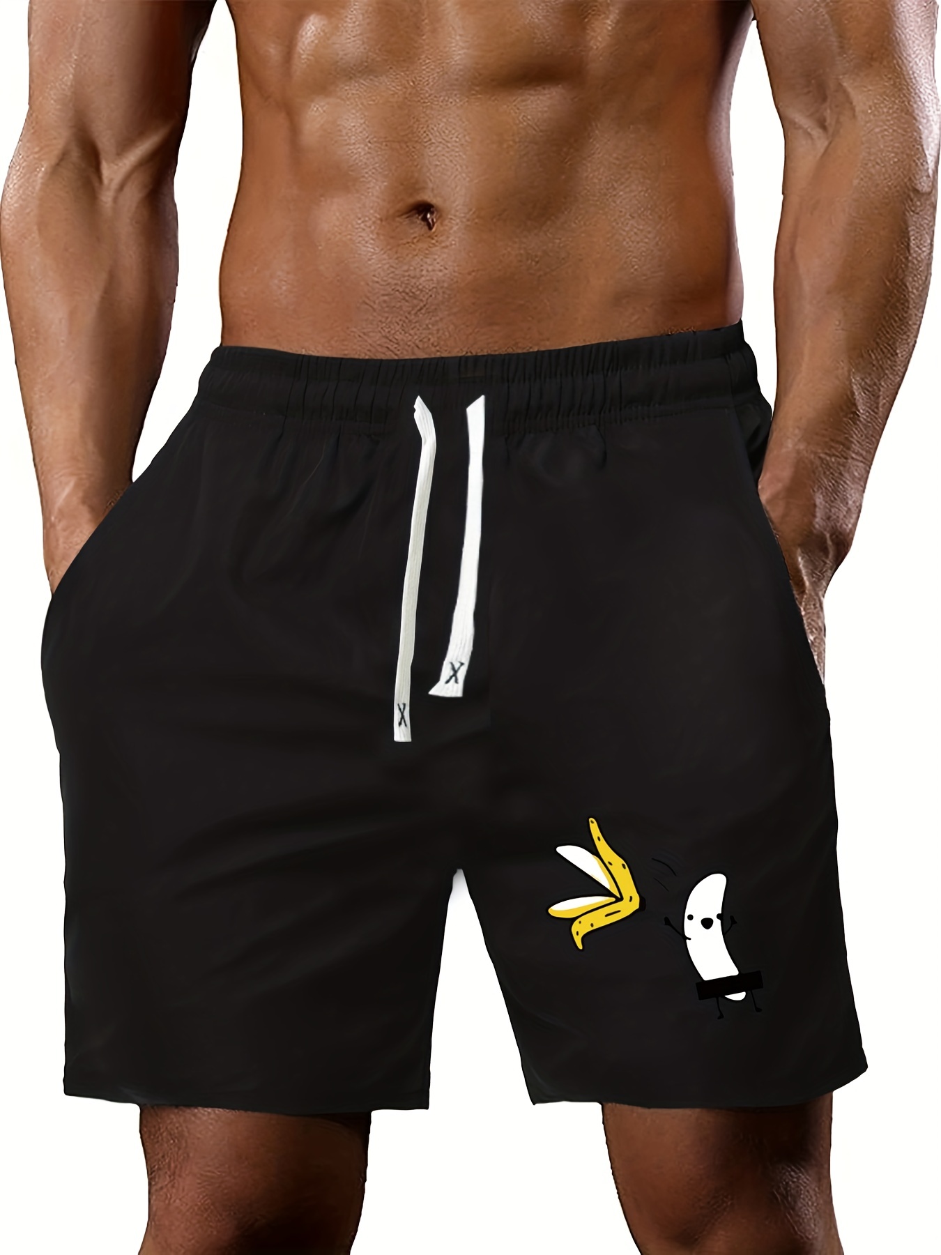 Men's Casual Banana Element Graphic Elastic Drawstring Plain - Temu Canada