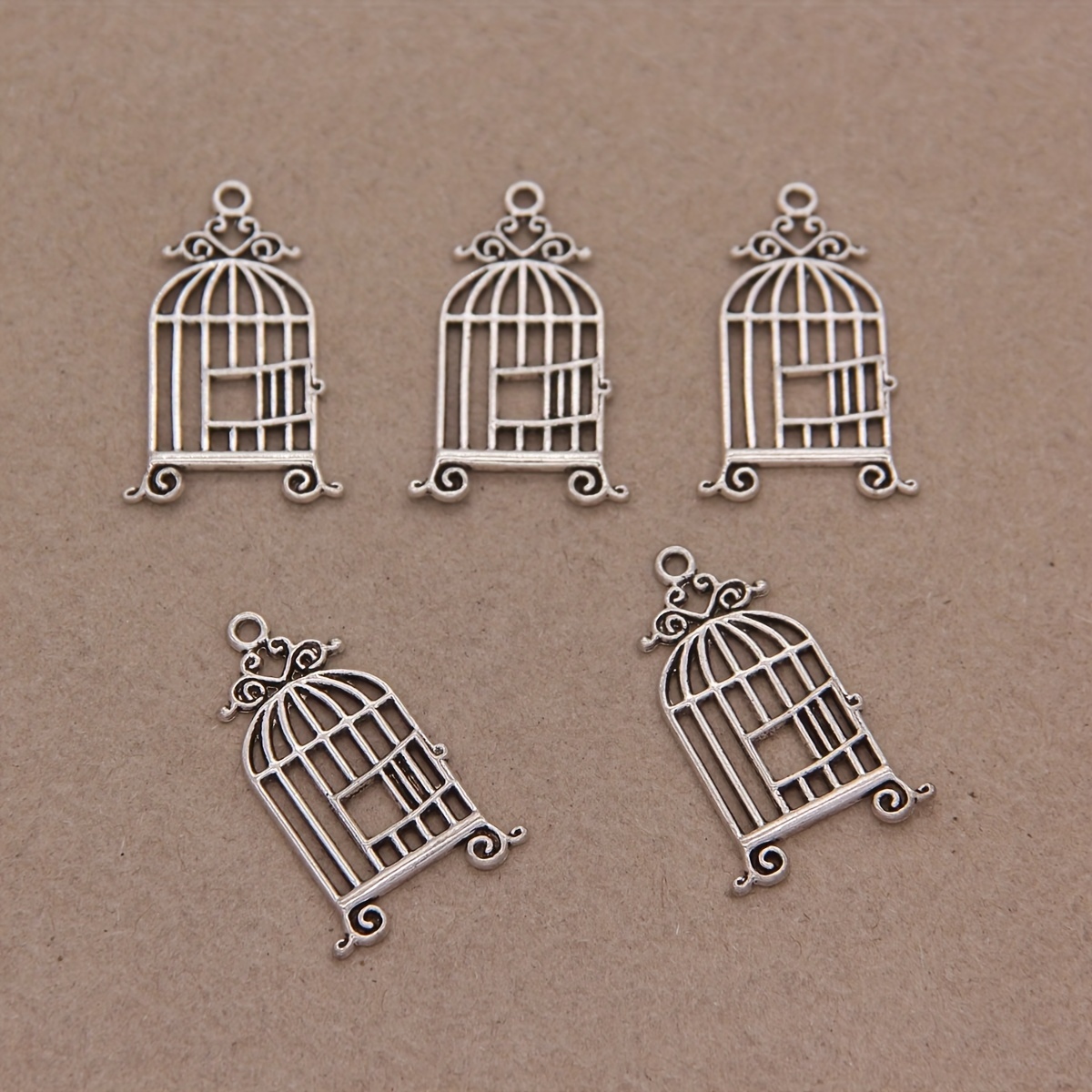 Antique Silver Zinc Alloy Bird Cage Pendant For Diy Necklace - Temu New ...