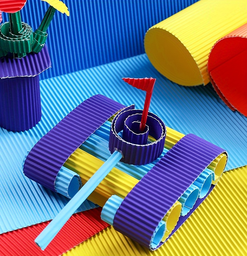 10枚のdiyカラーコルゲーションペーパー 手作りの波状紙 ティブな包装紙 休日の誕生日ギフト Diyデスクトッ Regionname
