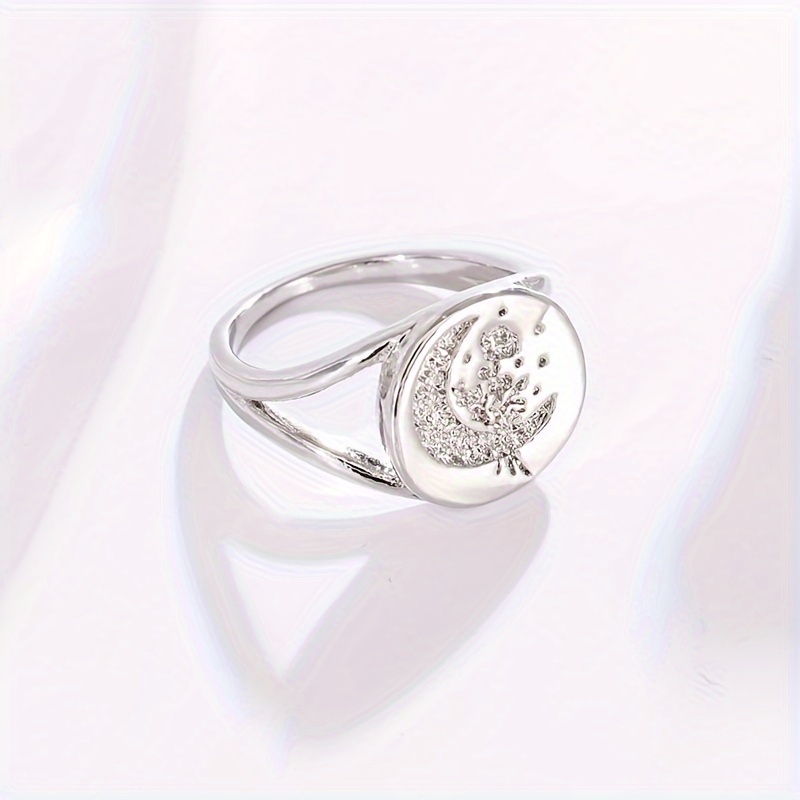 Dainty Ring 14k Plated Carved Rose Moon Surface Multi Sizes - Temu ...