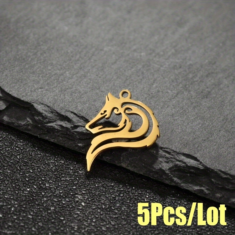 5 Stück Edelstahl Poliert Fuchs Tier Charme Für DIY Halskette Armband Schmuckherstellung, Charme ...