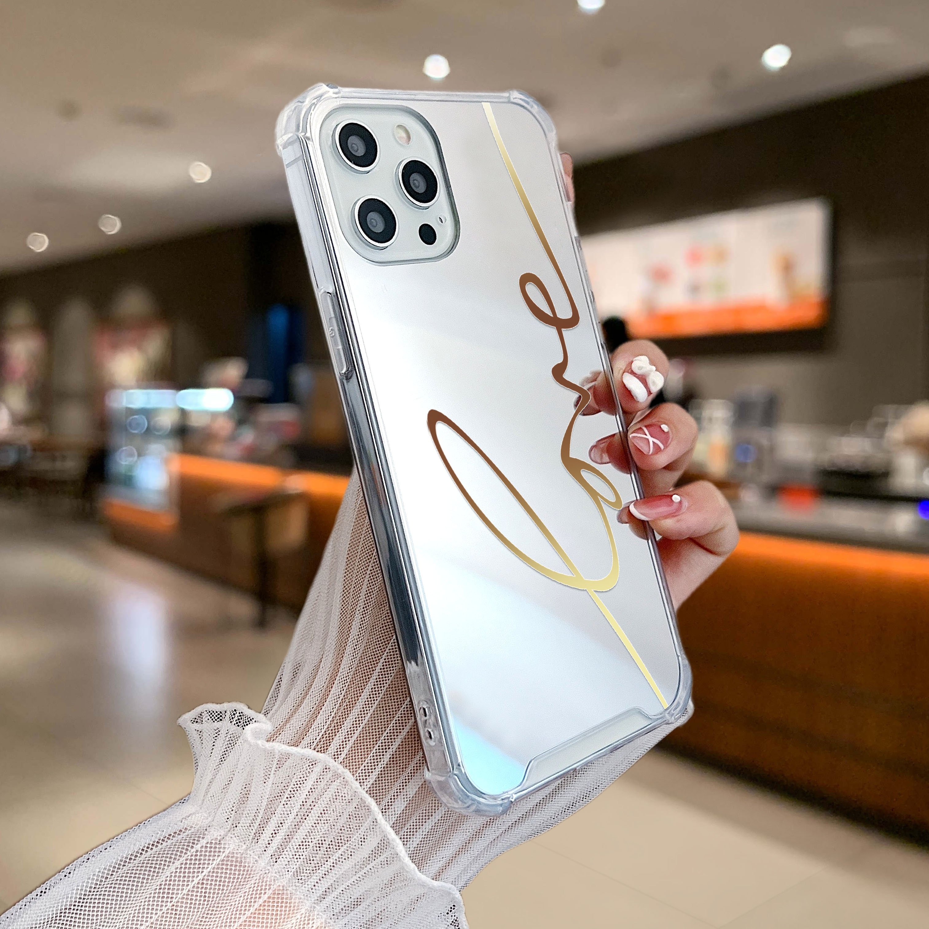 Phone Case Mirror Letters Graphic Anti fall Iphone 14 13 12 - Temu ...