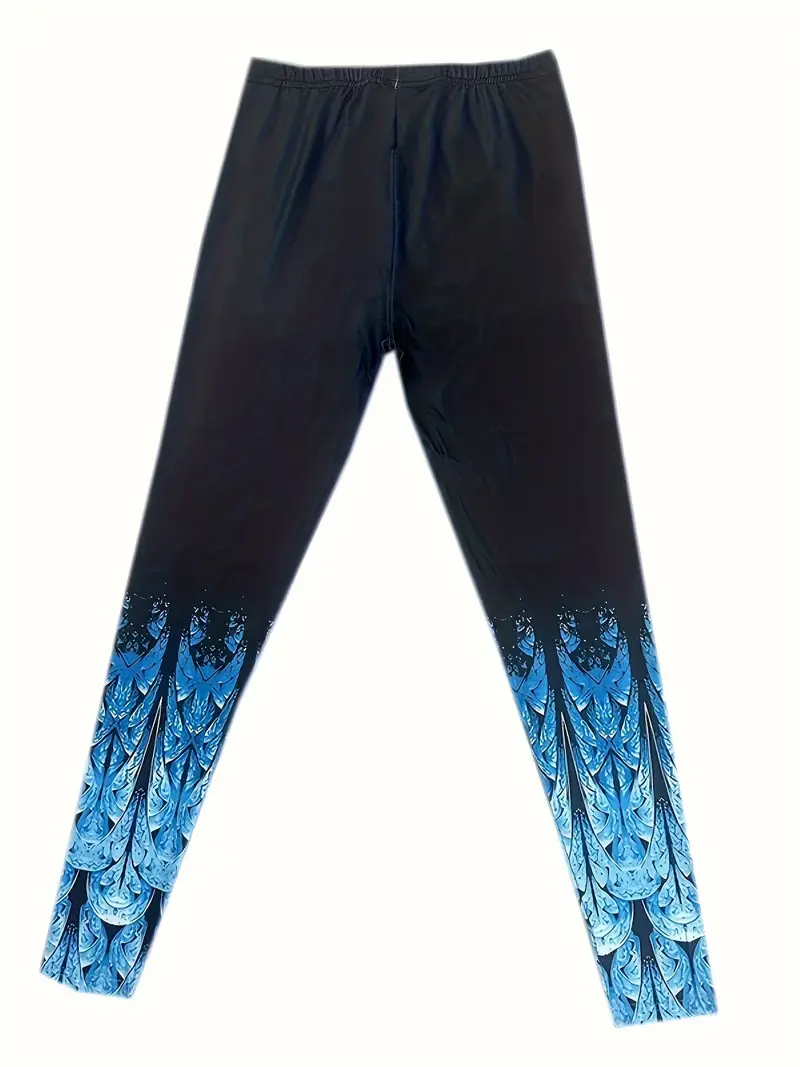 Graphic Print Skinny Leggings Casual Elastic Waist Stretchy Temu