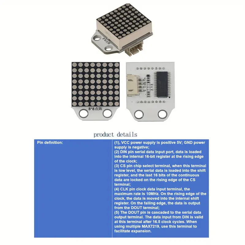 Módulo De Visualización De Matriz De Puntos Led 8x8 Max7219 Para
