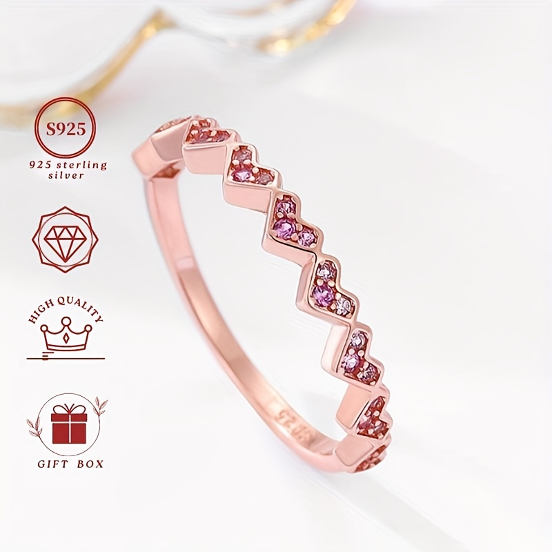 S925 Silver Love Luxurious Style Shiny Heart Shape Ring - Temu United ...