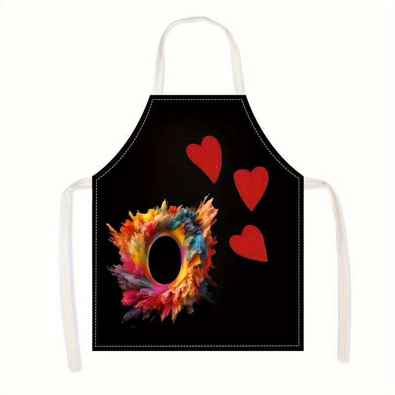 Kitchen Apron Simple Style Cooking Apron Love Theme Red - Temu United ...