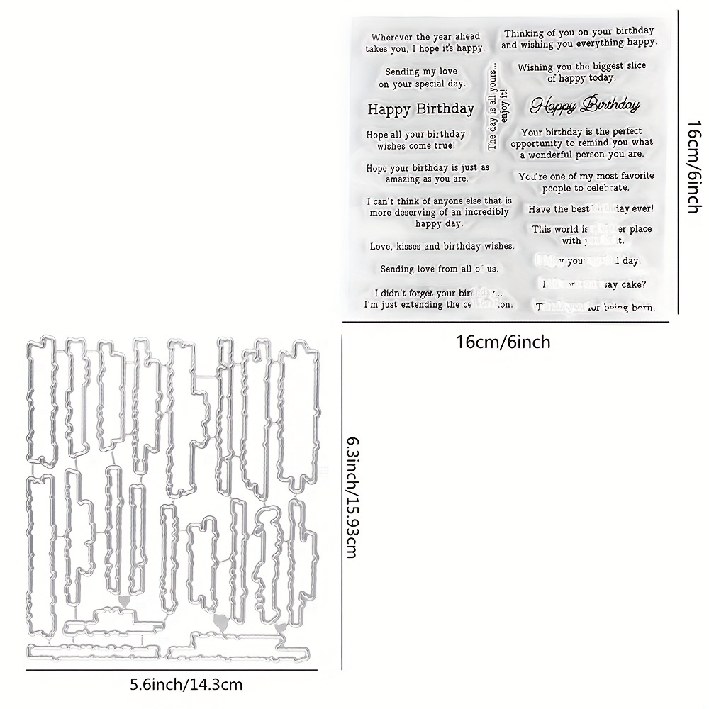 Birthday Sentiments Stamp And Cutting Dies Set For Diy Scrapbooking ...