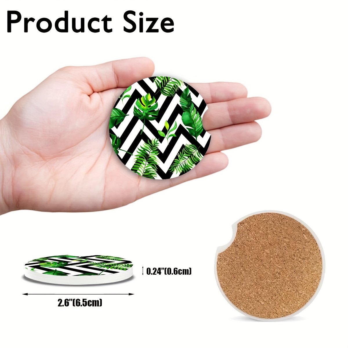 Tropical Palm Leaves Ceramic Car Coasters Cork Back Finger - Temu ...