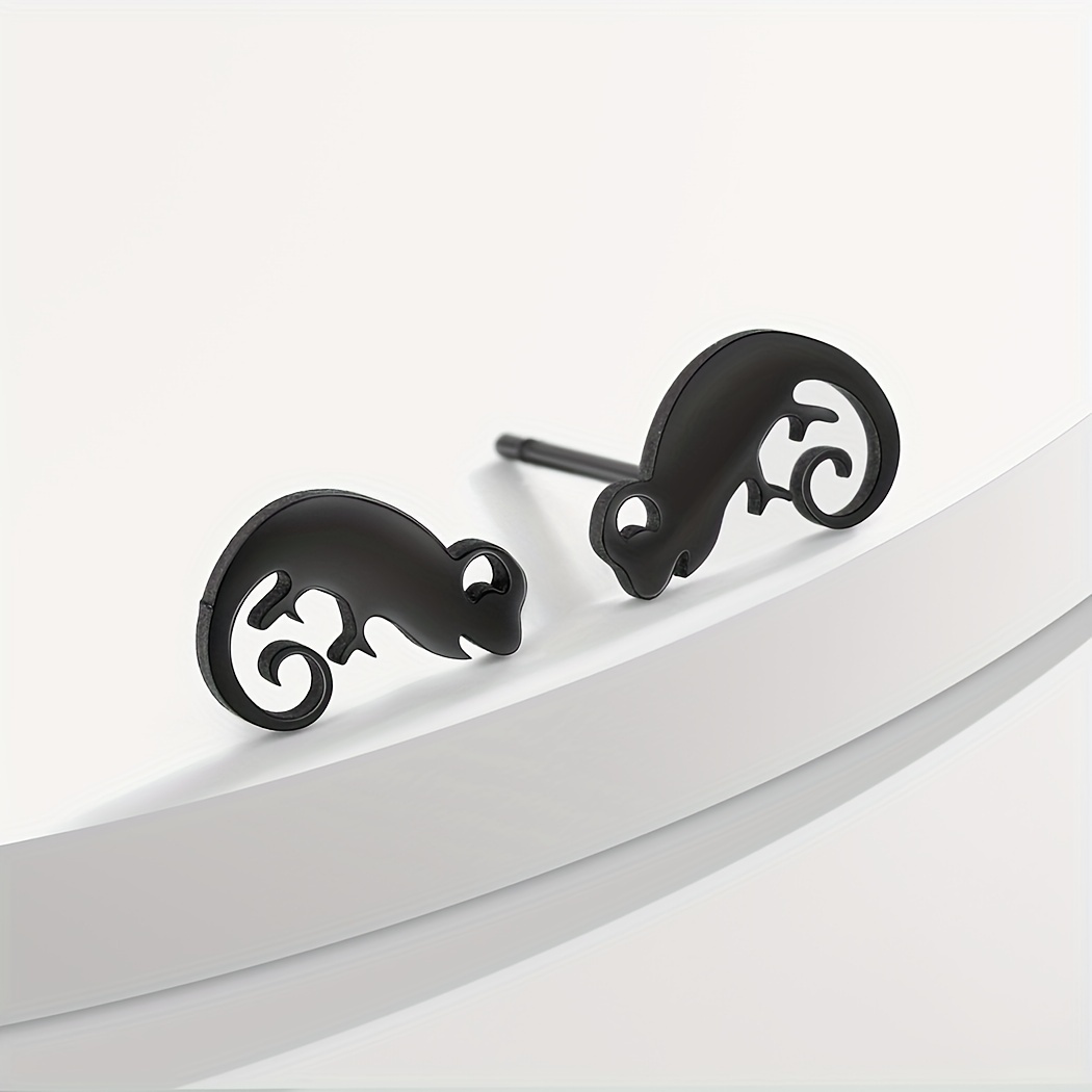 Lizard Chameleon Animal Stainless Steel Stud Earrings, Gift For Friend ...