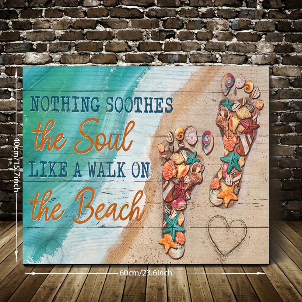 Wooden Framed Decor Colorful Foot Ocean Beach Nothing - Temu Canada