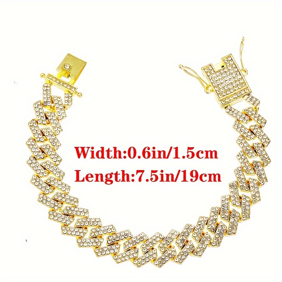 Iced Cuban Link Chain Men Hip Hop Silvery/golden Plated - Temu United ...