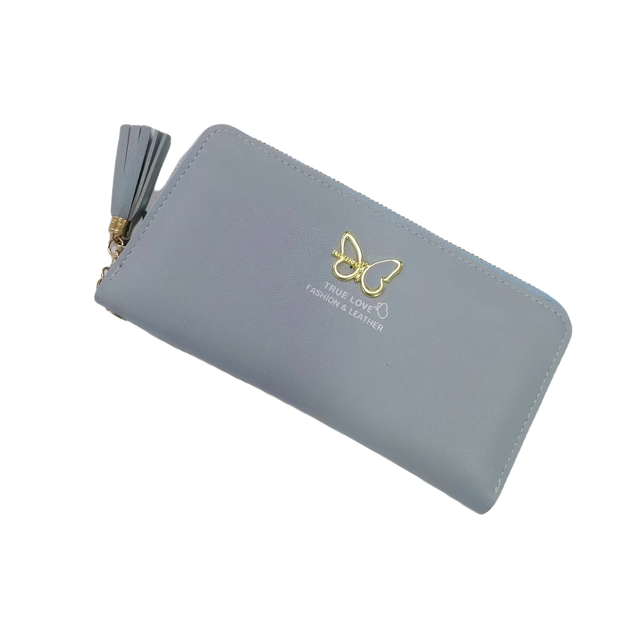 Butterfly Decoration Zipper Wallet Faux Feather Portable - Temu Australia
