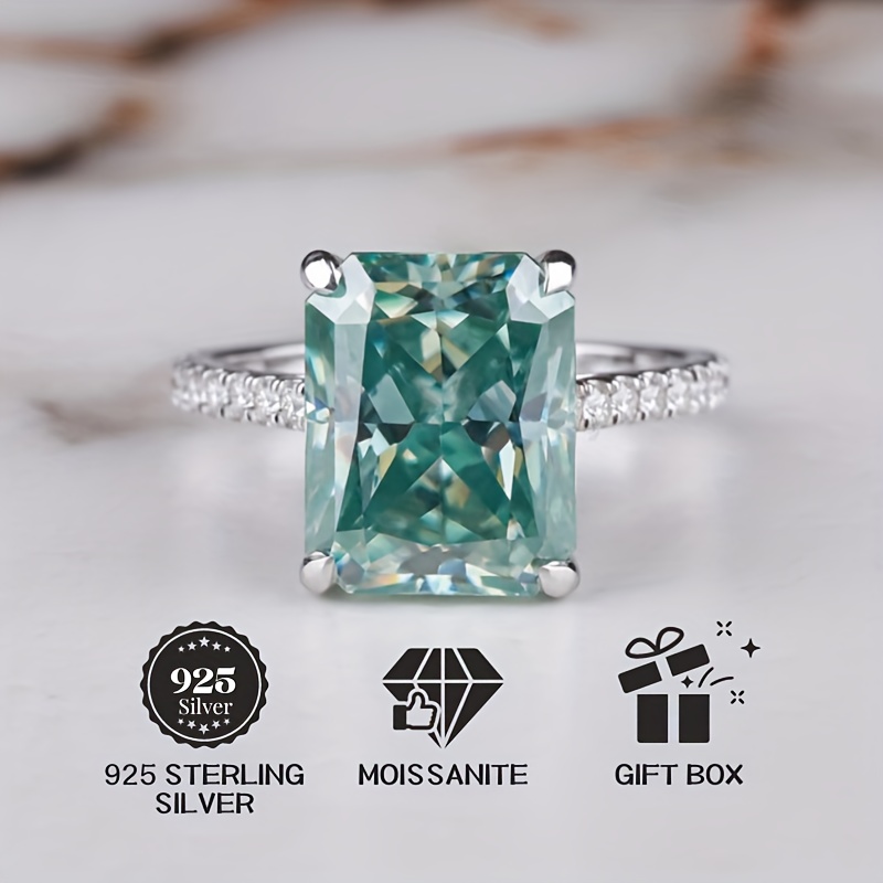 Sparkling Blue green Radiant Cut Moissanite 925 Sterling - Temu United ...