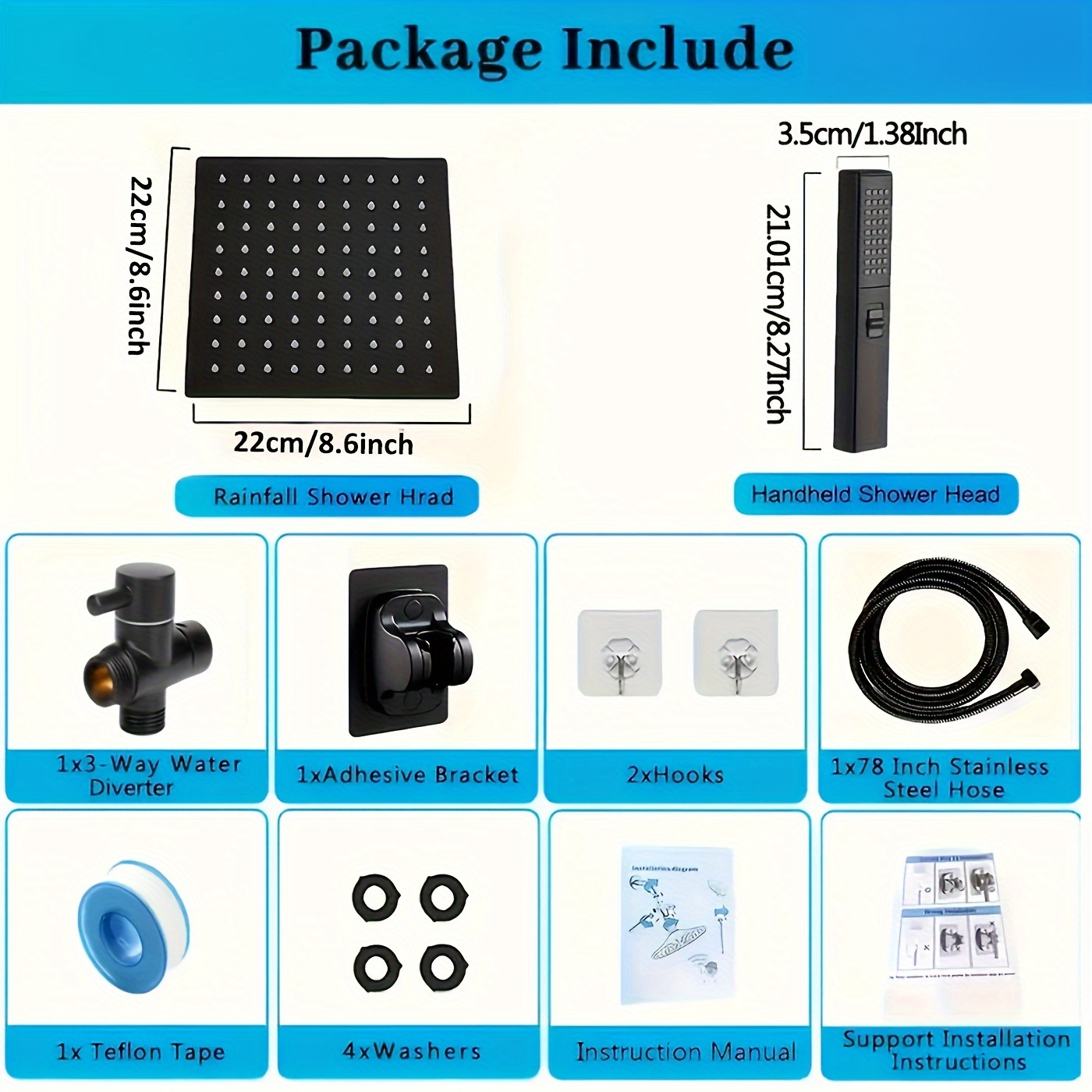 1pc High Pressure Rain Shower Head Two In One Handheld Set - Temu ...