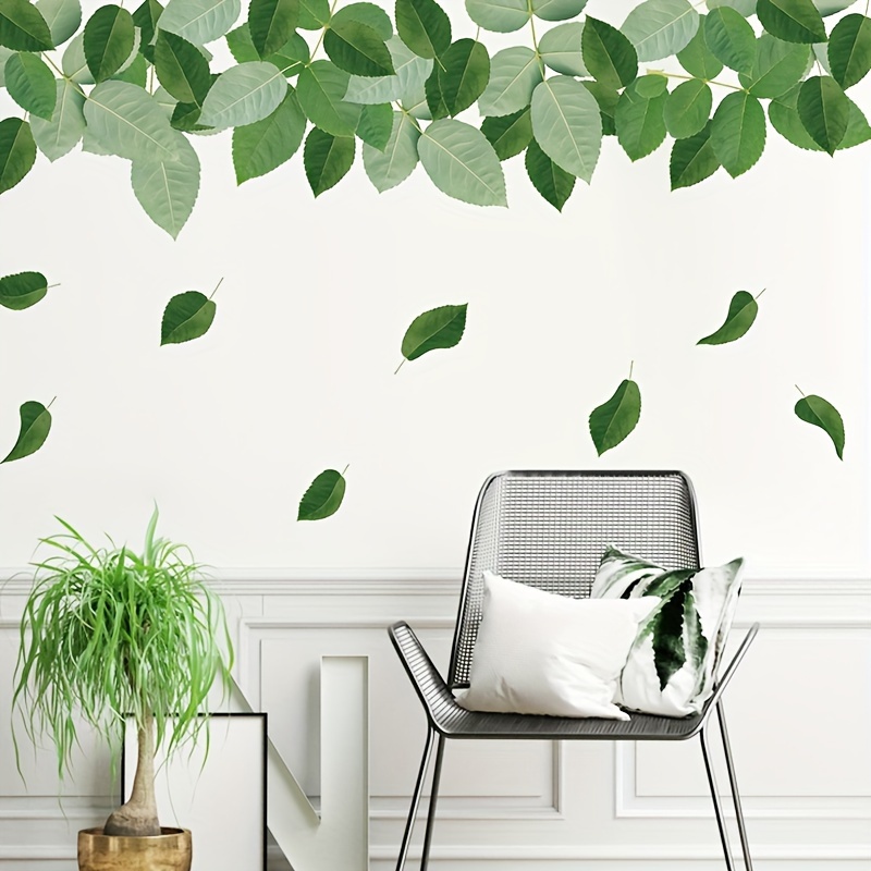 Creative Wall Sticker Green Leaves Pattern Self adhesive - Temu Canada