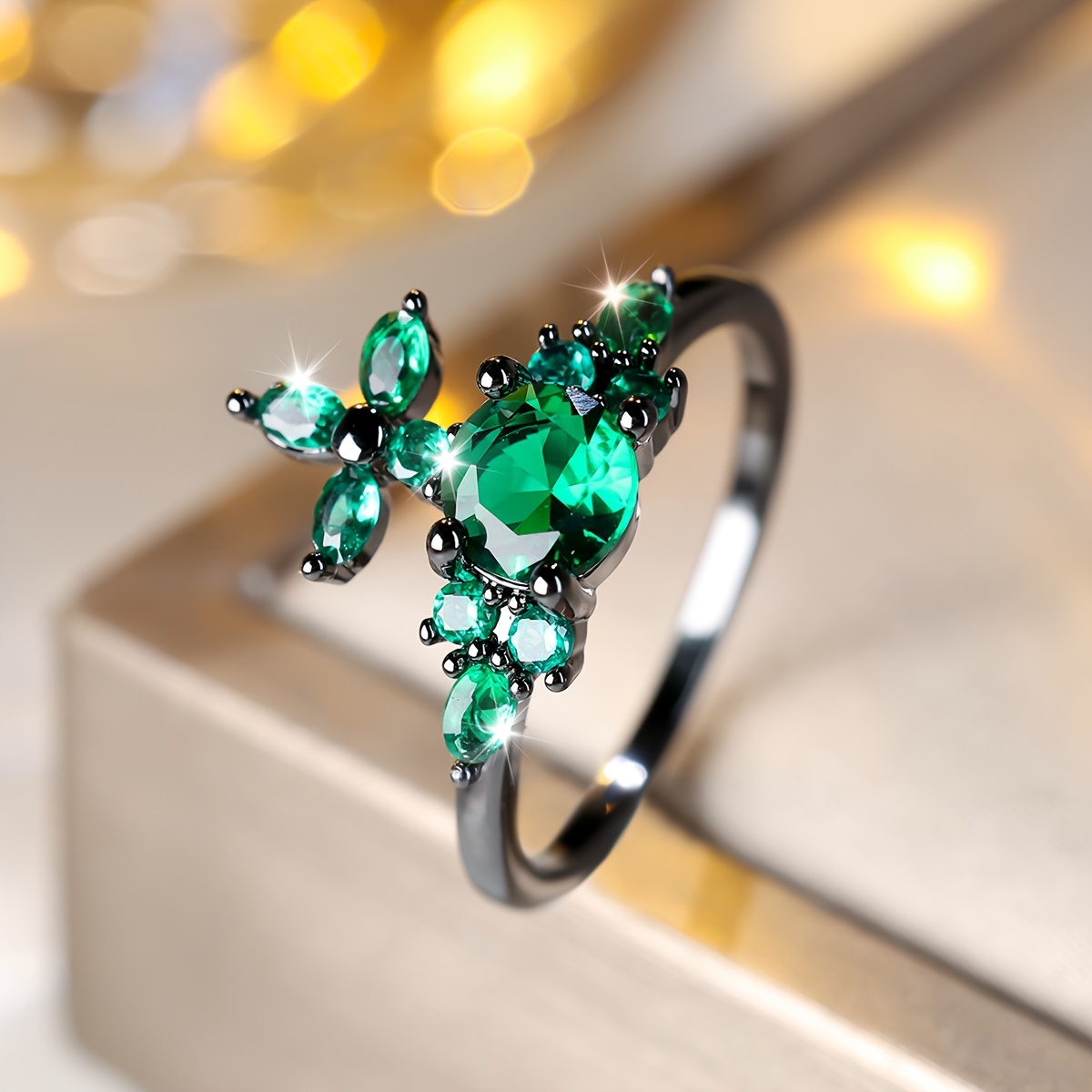 Green Color Zircon Wedding Ring Elegant Copper Engagement - Temu United ...