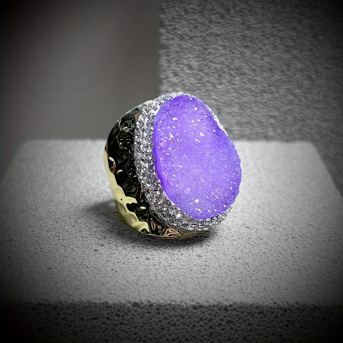 Fashion Wide Ring 14k Plated Inlaid Natural Crystal Multi - Temu United ...