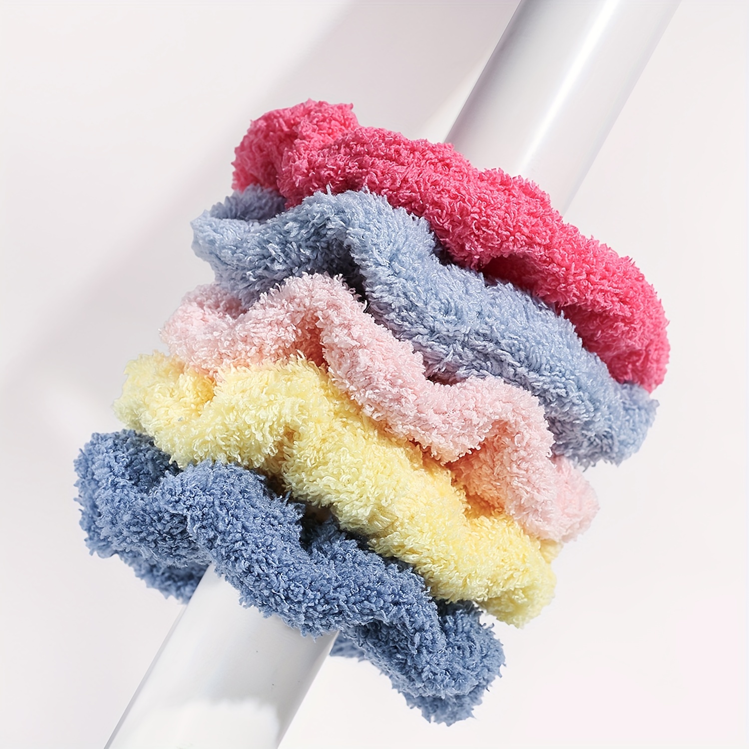 Trendy Fuzzy Hair Scrunchies Soft Knit Hair Elastic Band - Temu Canada