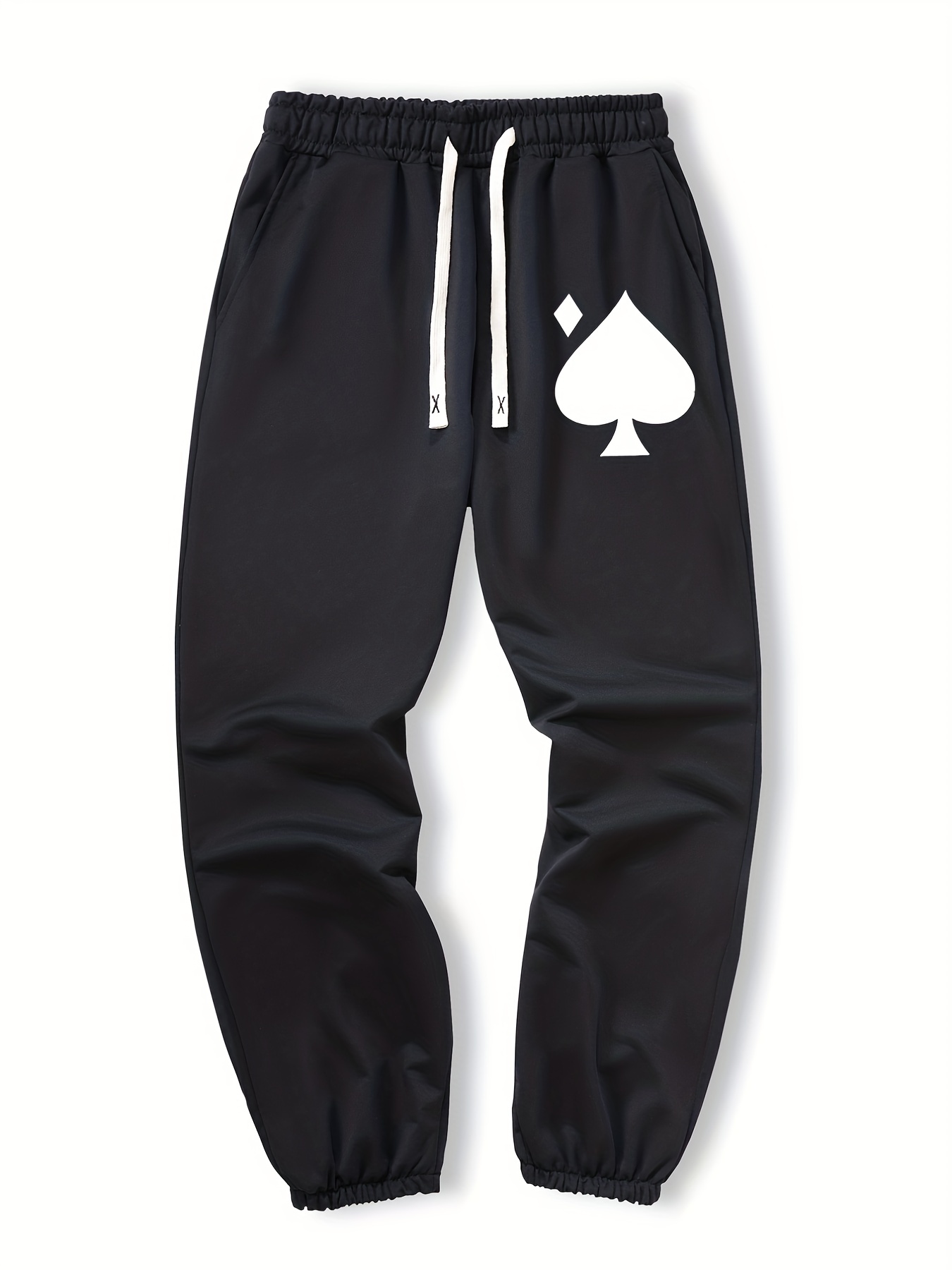 Mens Casual Heart Graphic Print Pants Elastic Waist Drawstring Sports
