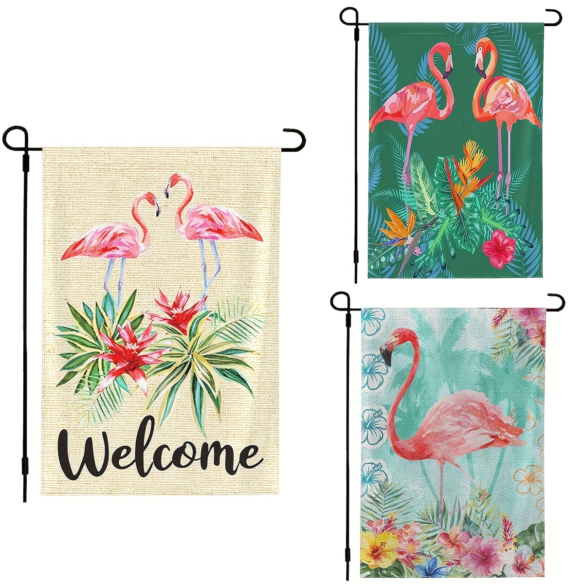 Flamingo Garden Yard Flag Double Sided Polyester Fresh - Temu New Zealand