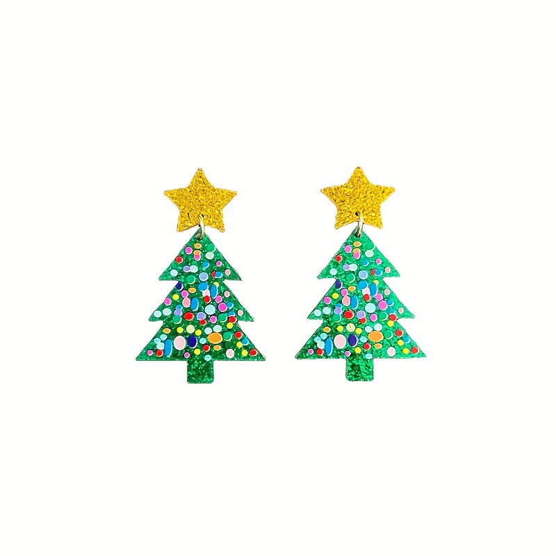 Cute Novelty Multicolour Glitter Acrylic Christmas Tree Drop - Temu Ireland