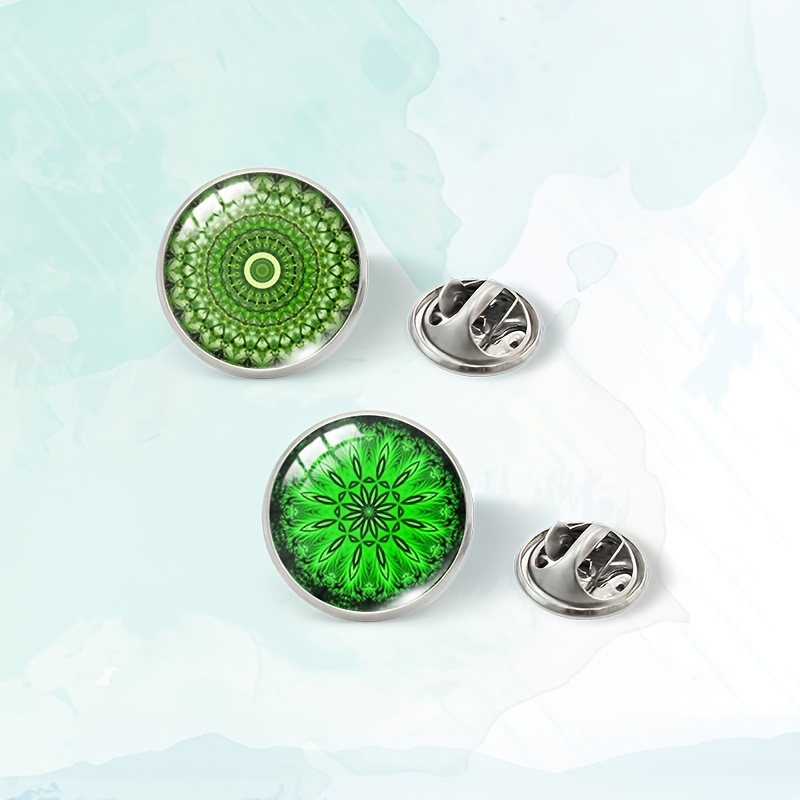 Green Mandala Lapel Pin Glass Brooch Clothing Backpack - Temu United ...