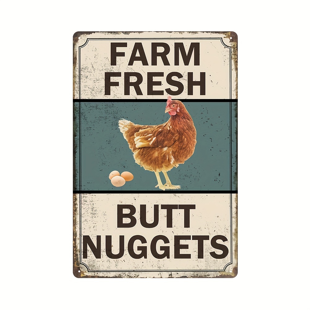 Retro Tin Fresh Butt Nuggets Fence Decor Signs - Temu