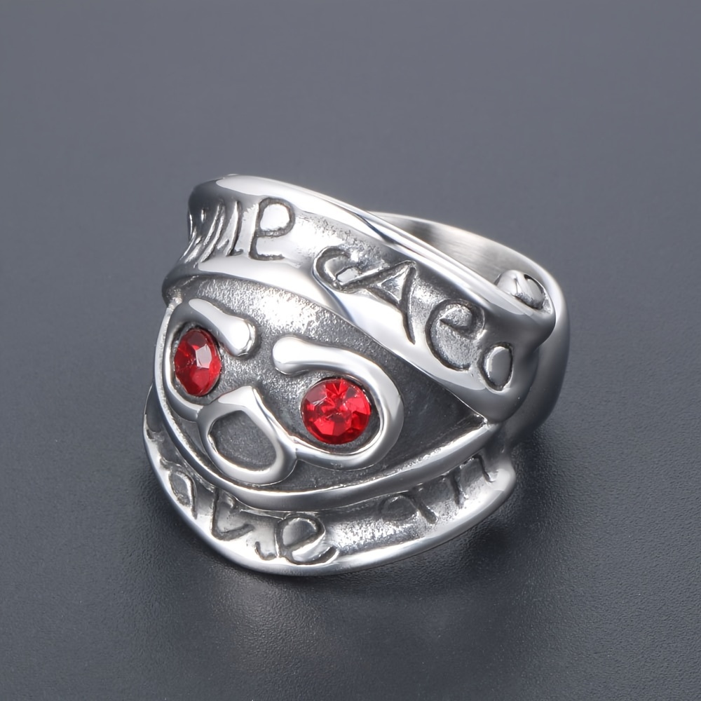 Retro Red Eye Studded Stainless Steel Ring Personality - Temu United ...