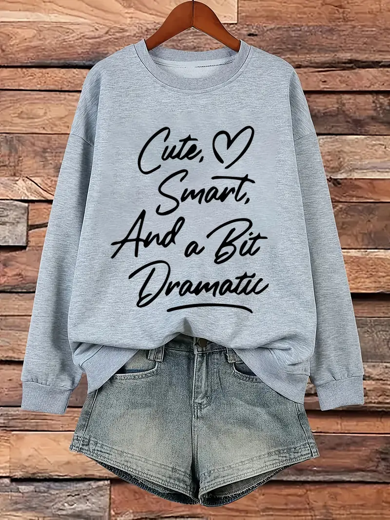 Plus Size Letter Print T Shirt Long Sleeve Crew Neck Casual Temu