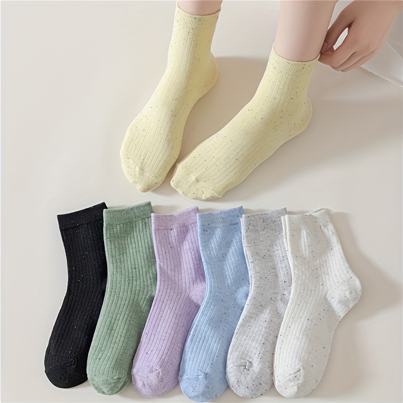 Dot Print Ribbed Socks Comfy Breathable Tube Socks - Temu Canada