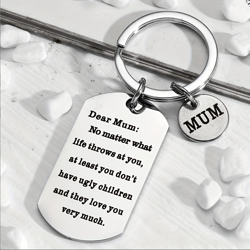 Letter Engraved Metal Stainless Steel Keychain Pendant Gift - Temu ...
